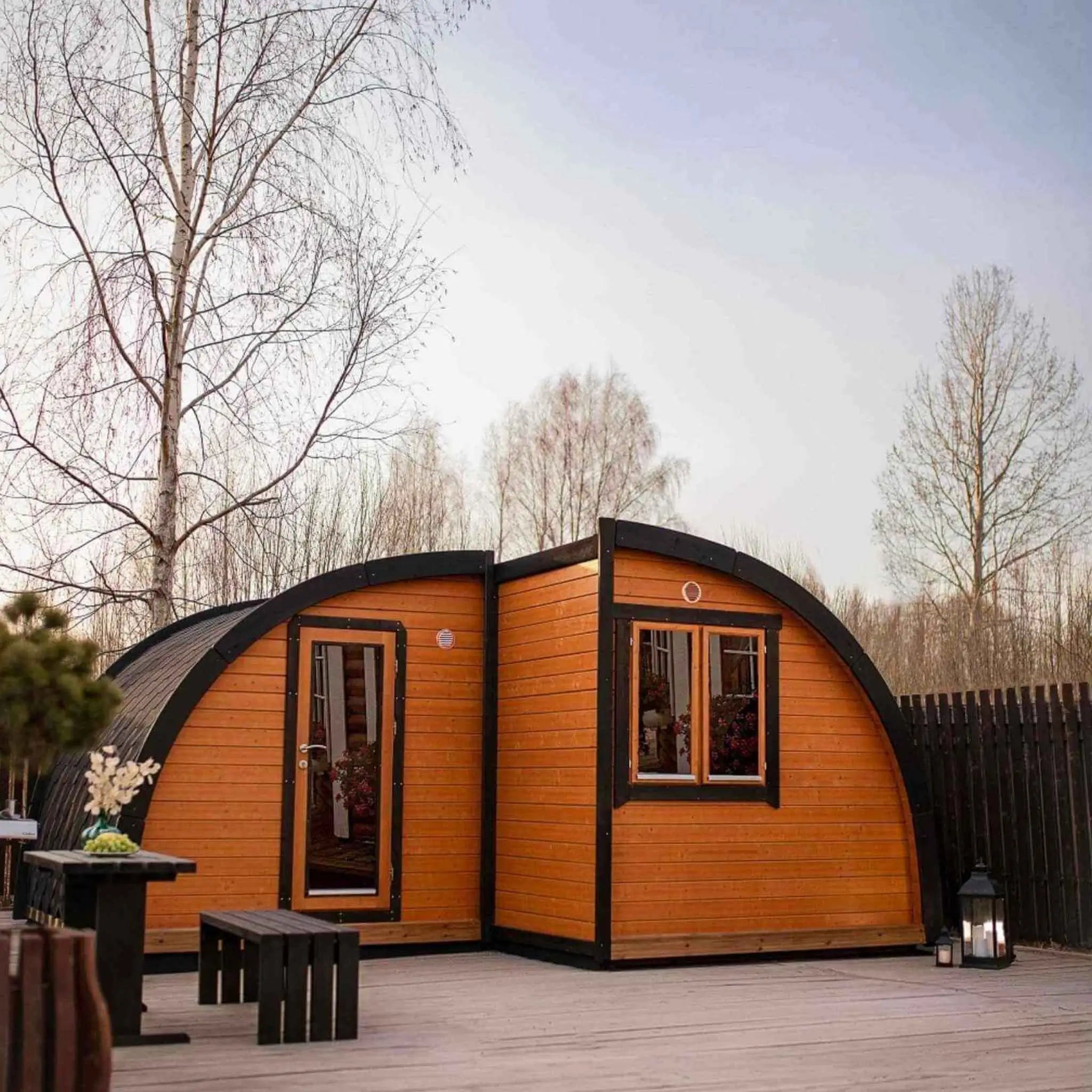 The "Dual Halfmoon" Pod - Luxury Sauna and Spa Pod – GlampLaunch