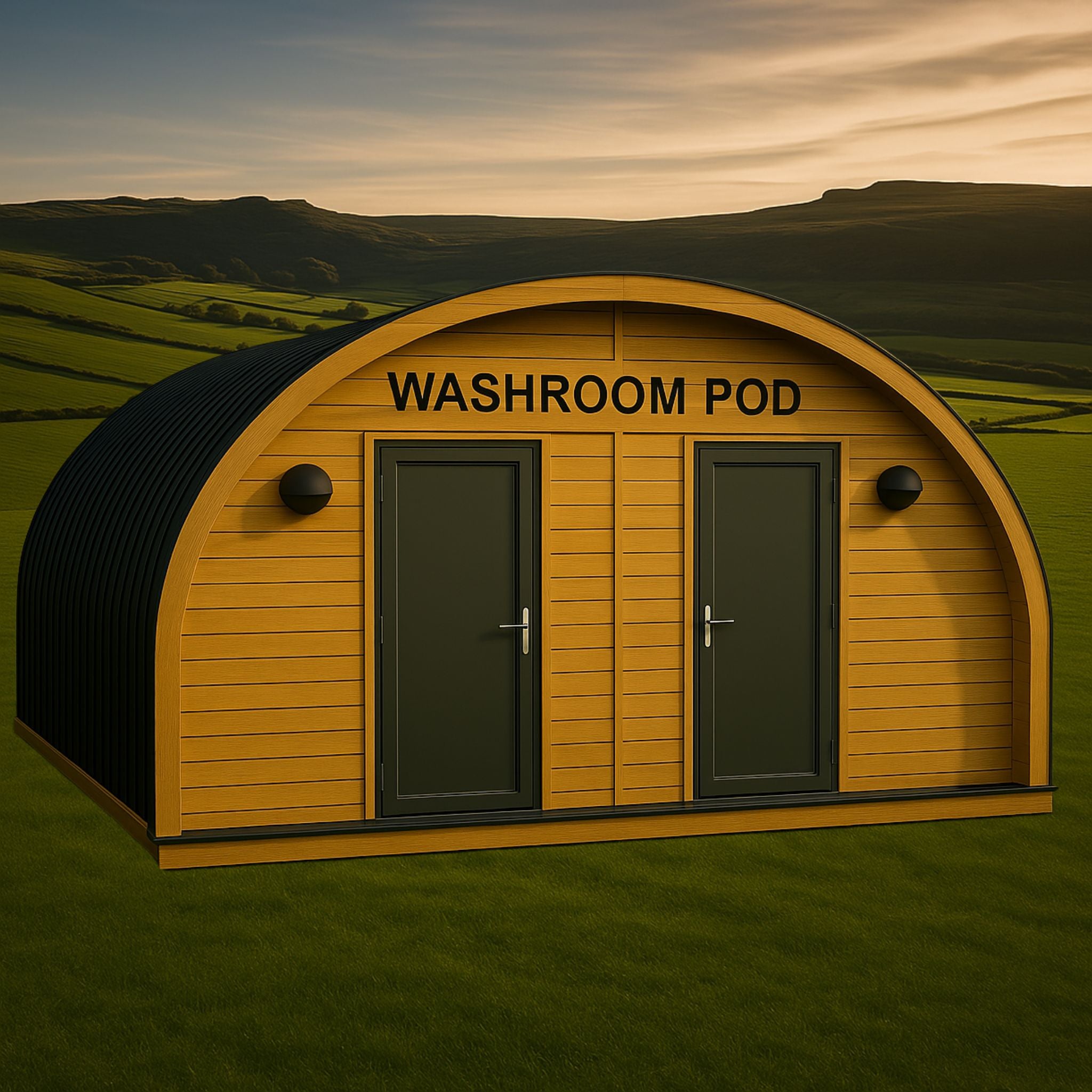 The "Dual Halfmoon" Pod - Double Washroom Pod – GlampLaunch